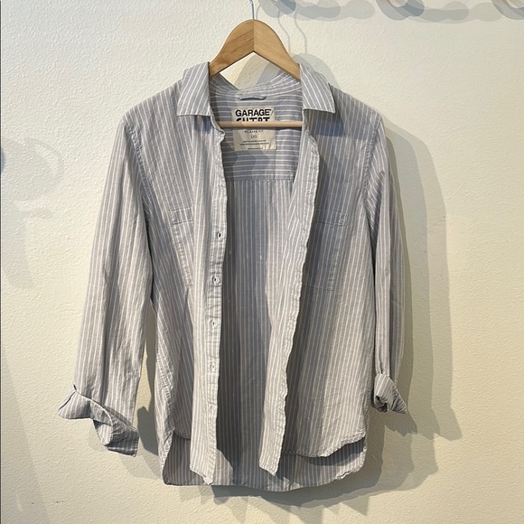 Garage | Tops | Garage Gray Casual Button Down Shirt With Stripes ...